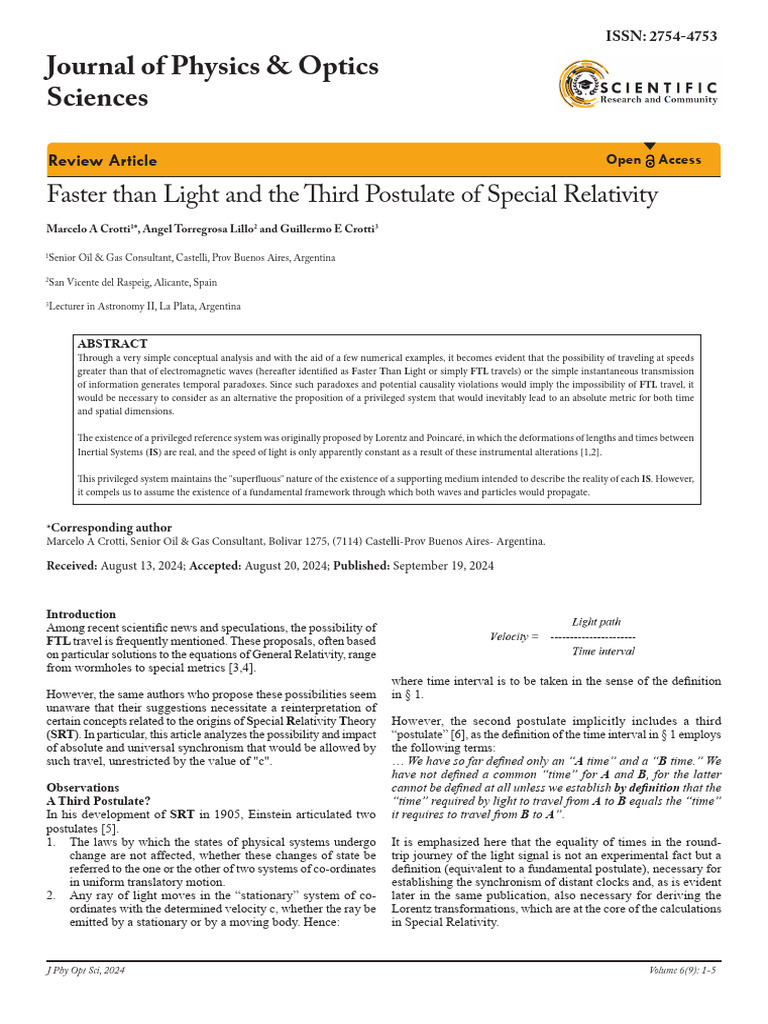 Reevaluating the Second Postulate in SRT | PDF | Special Relativity ...