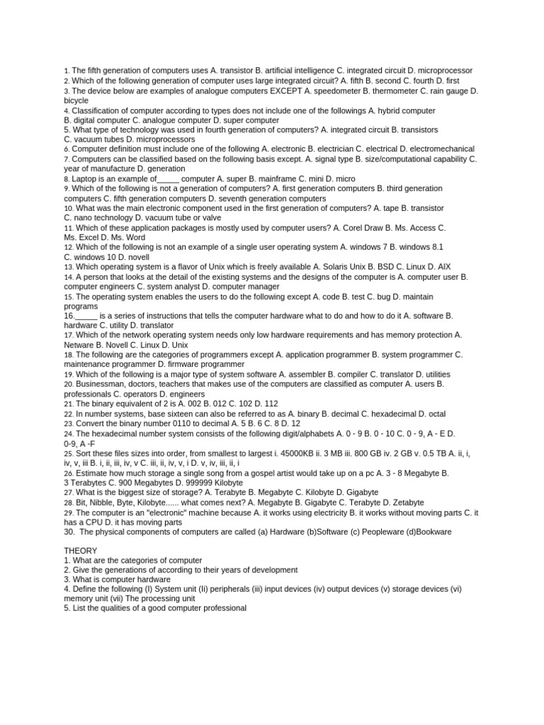Jss2 Computer First Term | PDF | Byte | Operating System