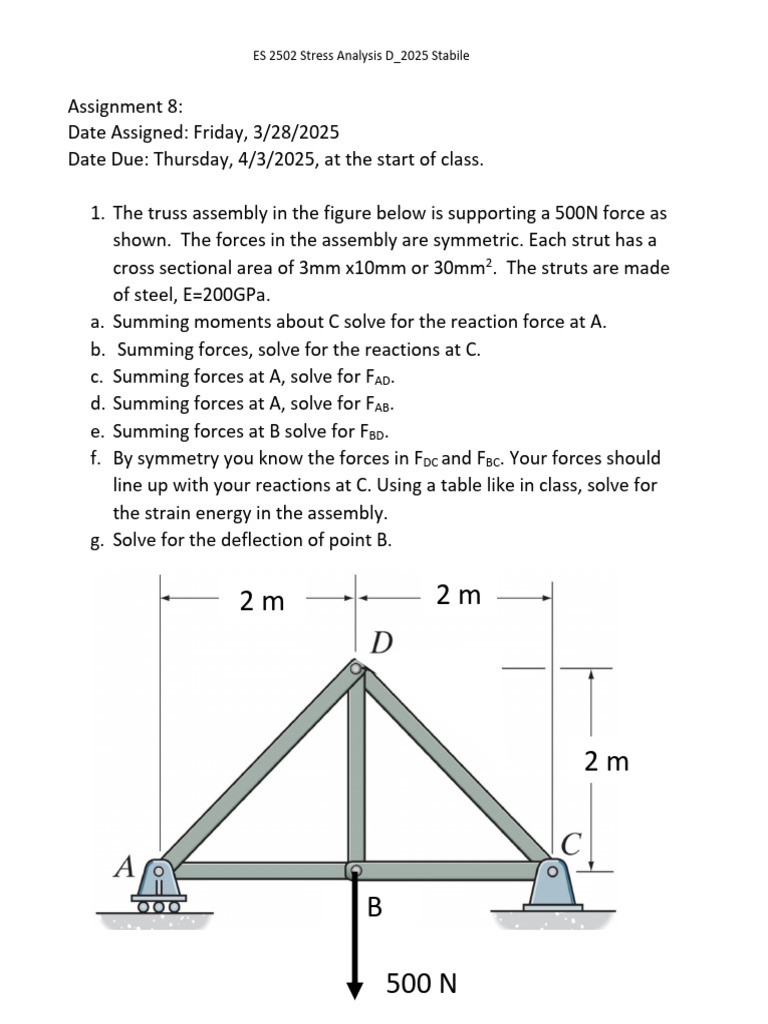 ES 2502 Stress Analysis Assignment 8 | PDF