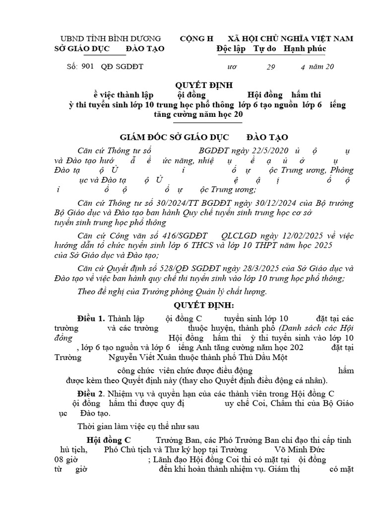 901 .QD - Hoi Dong COI CHAM TS 10, 6 TN-TC Nam Hoc 2025-2026 Signed | PDF