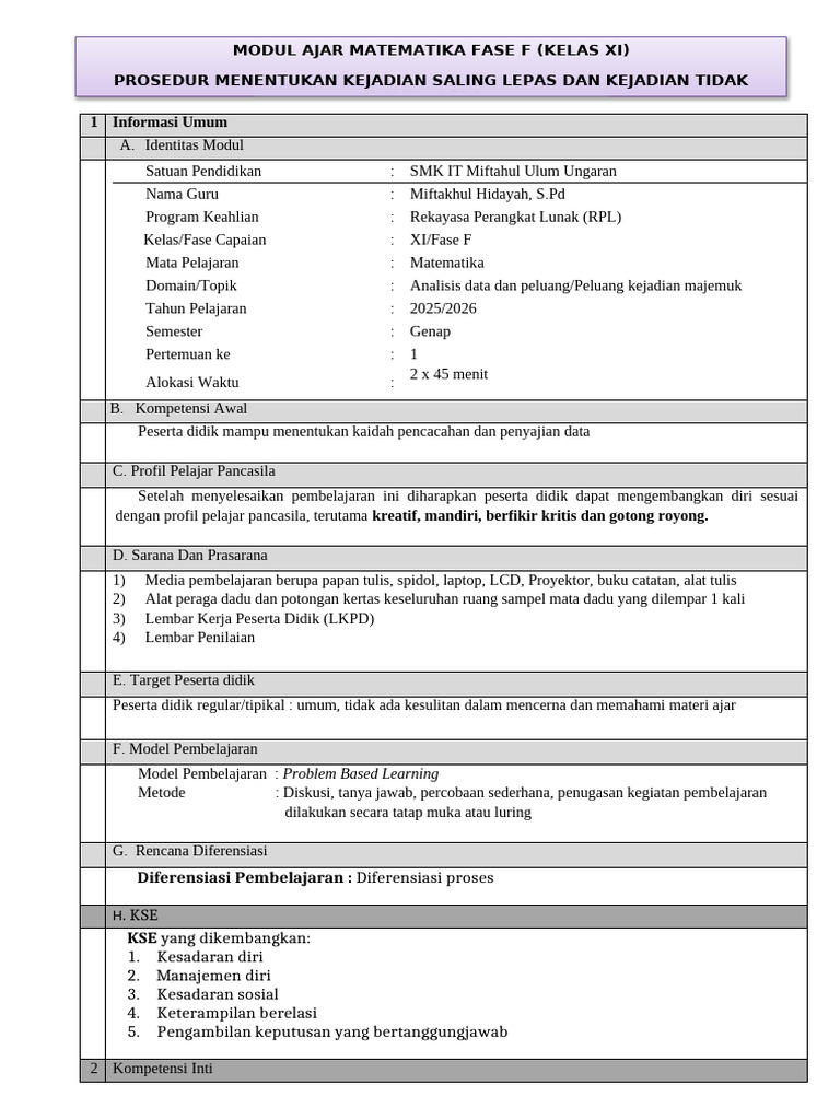 Modul Ajar Kelas XI | PDF