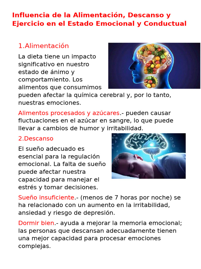 Alimentación, Sueño y Ejercicio Emocional | PDF