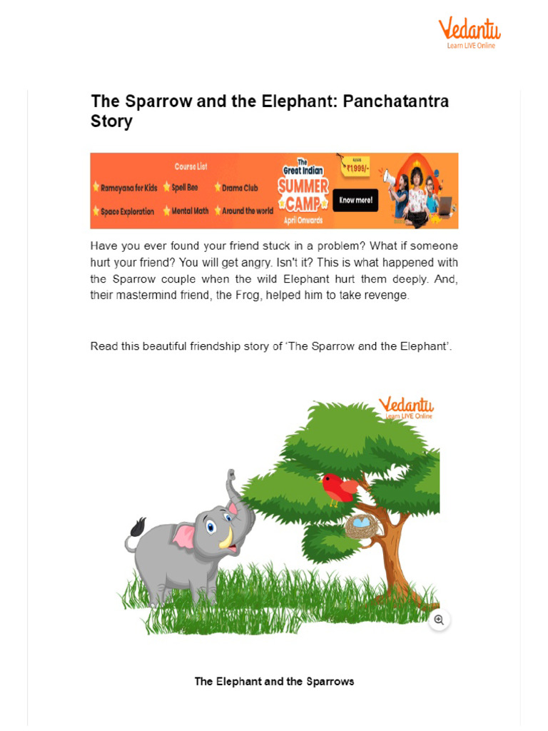 The Sparrow and The Elephant - Panchatantra Story | PDF