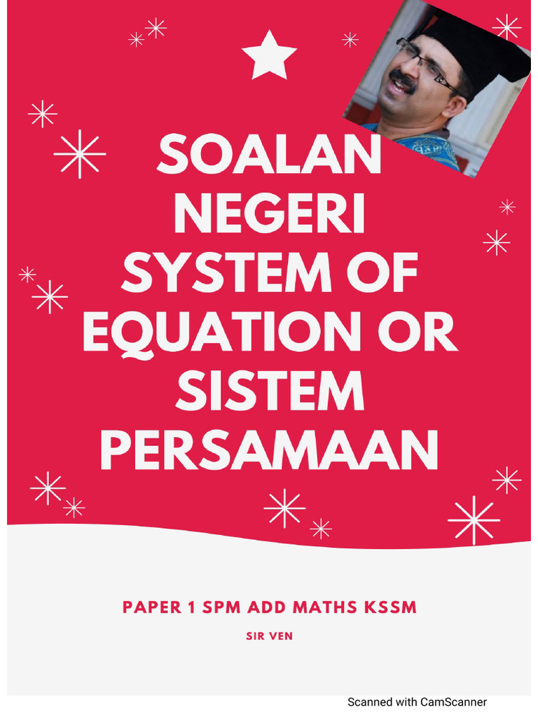 Soalan Negeri Sysystem of Equation SPM KSSM Add Maths Paper 1 Sir | PDF