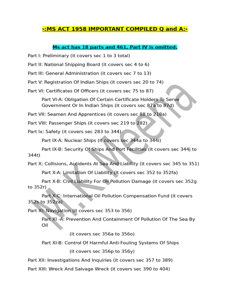 MS Act 1958: Key Sections Explained | PDF | Legal Liability | Insurance
