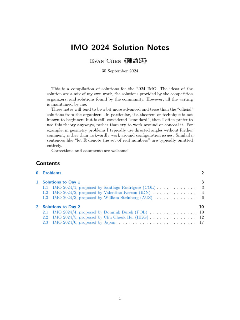 IMO 2024 Olympmath | PDF | Function (Mathematics) | Numbers