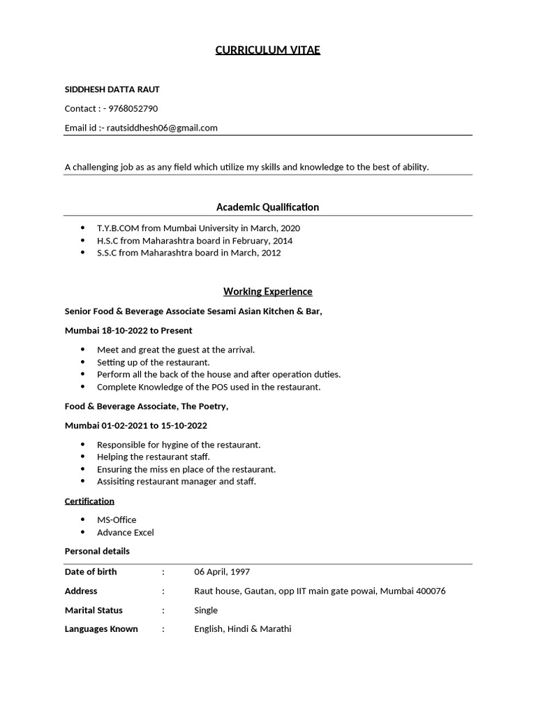 Siddhesh Raut Resume | PDF