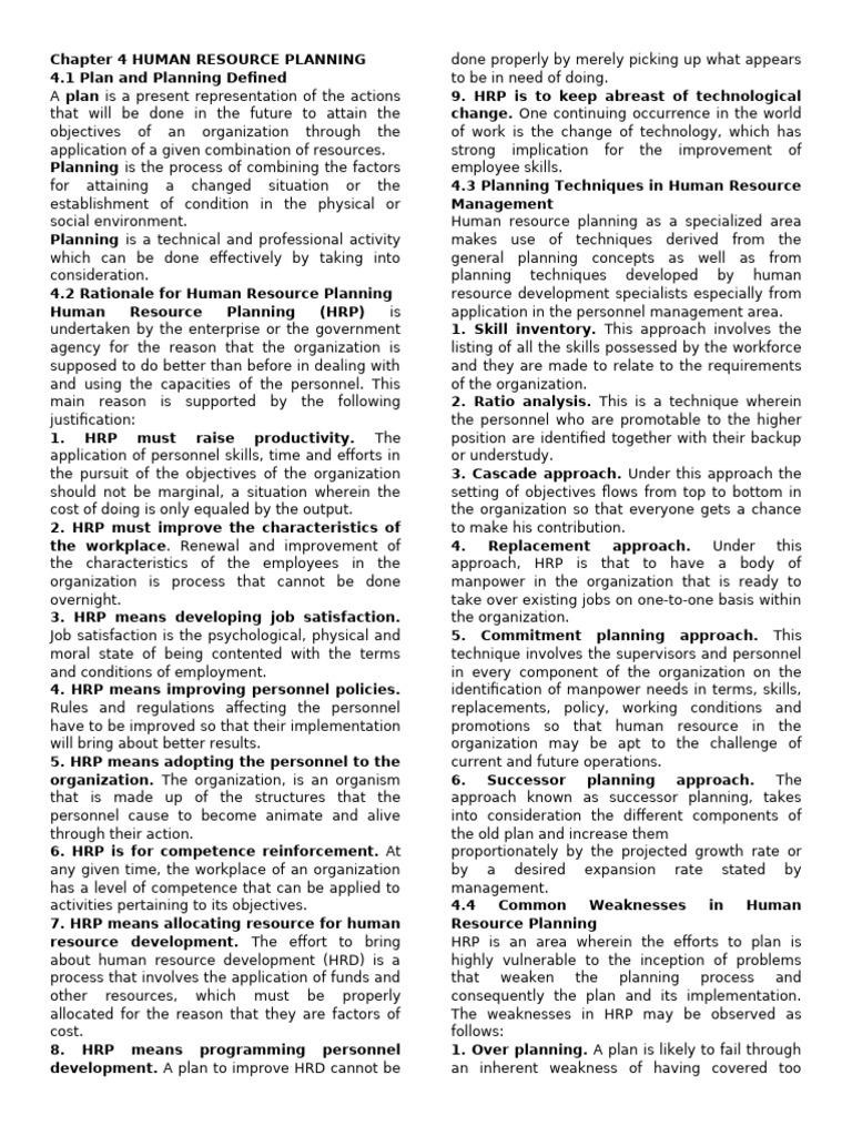Chapter 4 Human Resource Planning | PDF | Human Resources | Employment