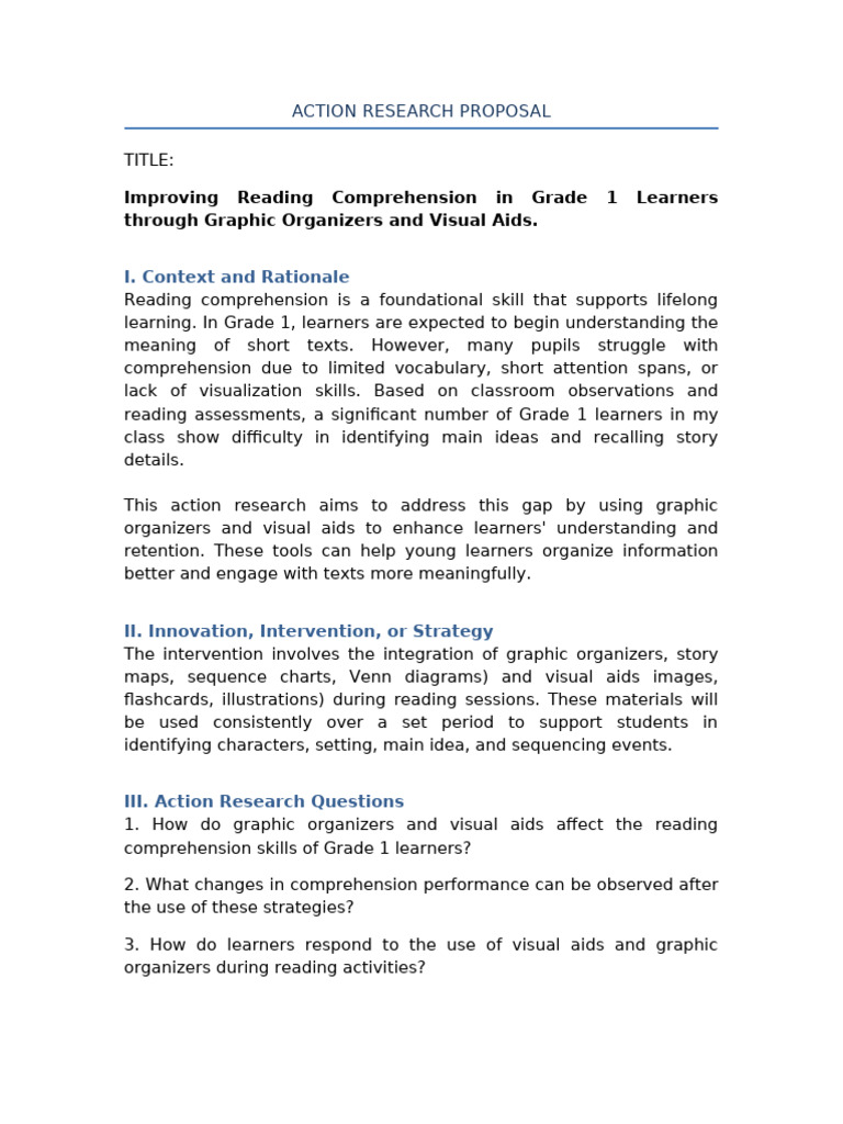 Action Research Grade1 Reading Comprehension | PDF | Reading Comprehension | Pedagogy