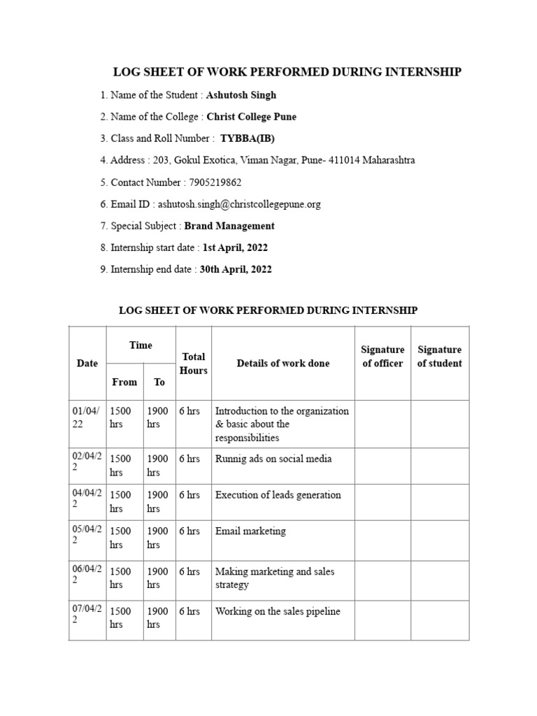 Ashu Log Sheet | PDF