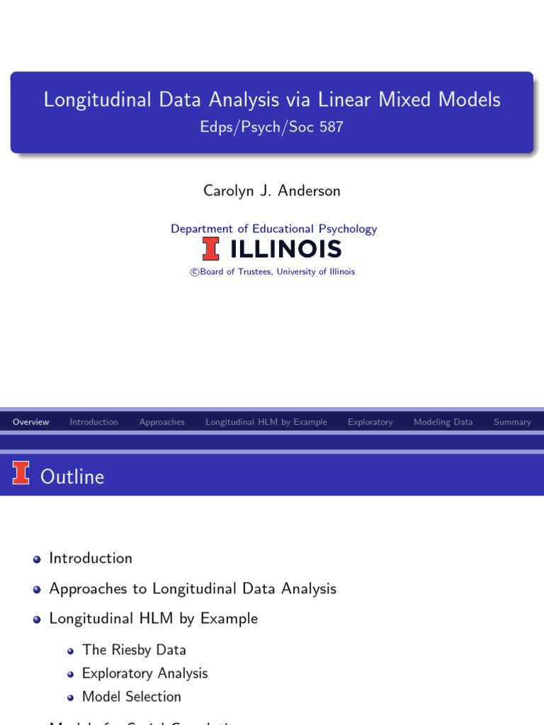 10.longitudinal Beamer Post | PDF | Multilevel Model | Errors And Residuals