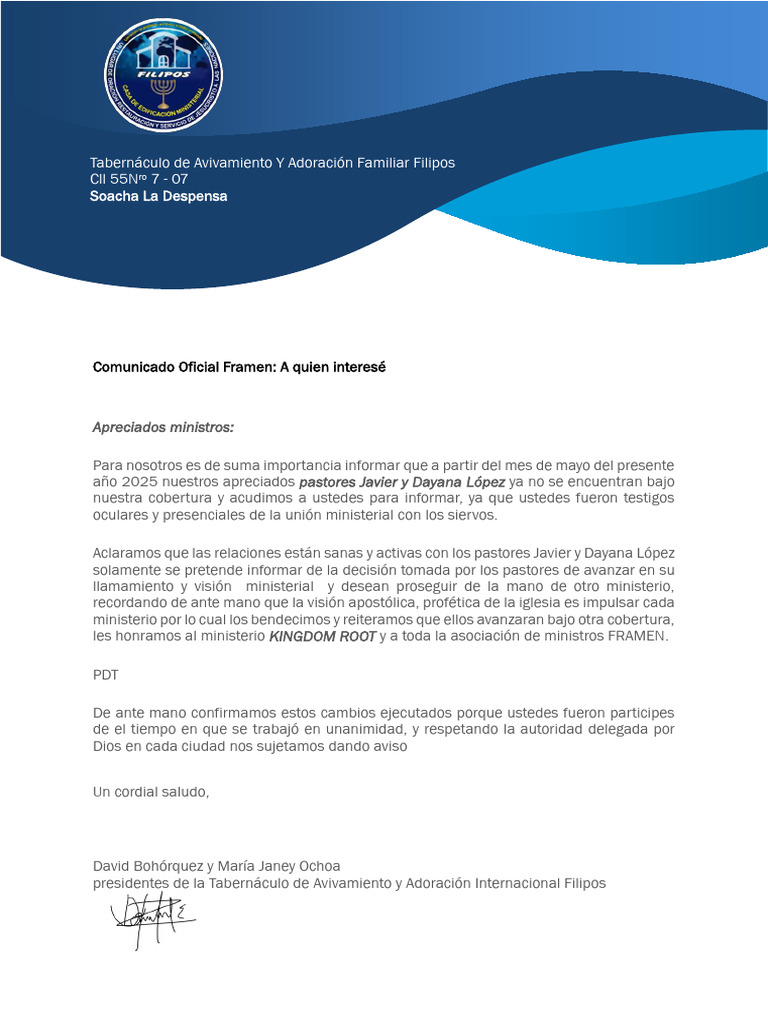 Tabernáculo de Avivamiento Y Adoración Familiar Filipos | PDF
