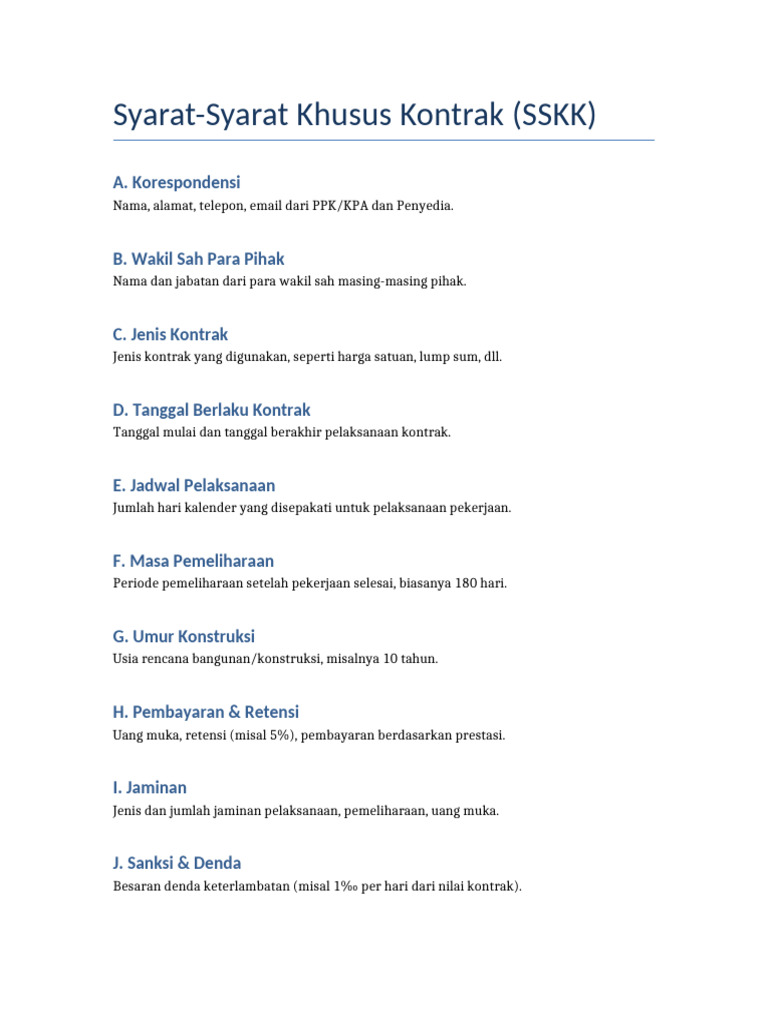 Format SSKK Kontrak | PDF