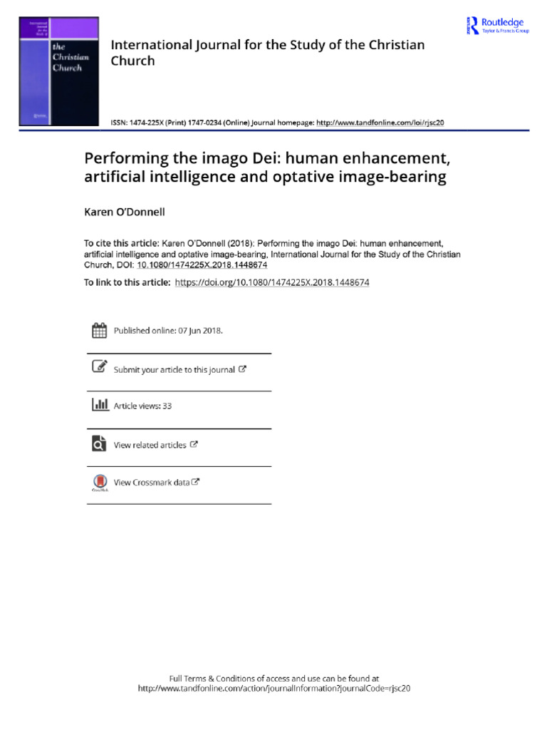 Performing The - BR - I - Imago Dei - I - BR - Human Enhancement, Artificial Intelligence and ...