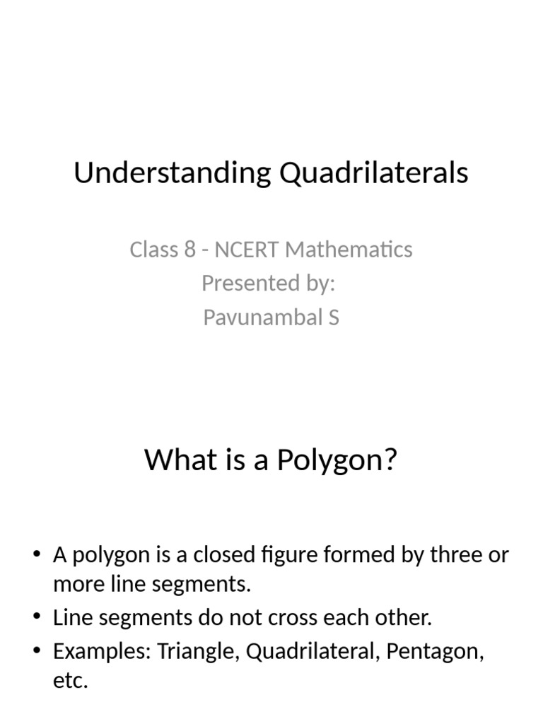 Understanding Quadrilaterals Class8 | PDF