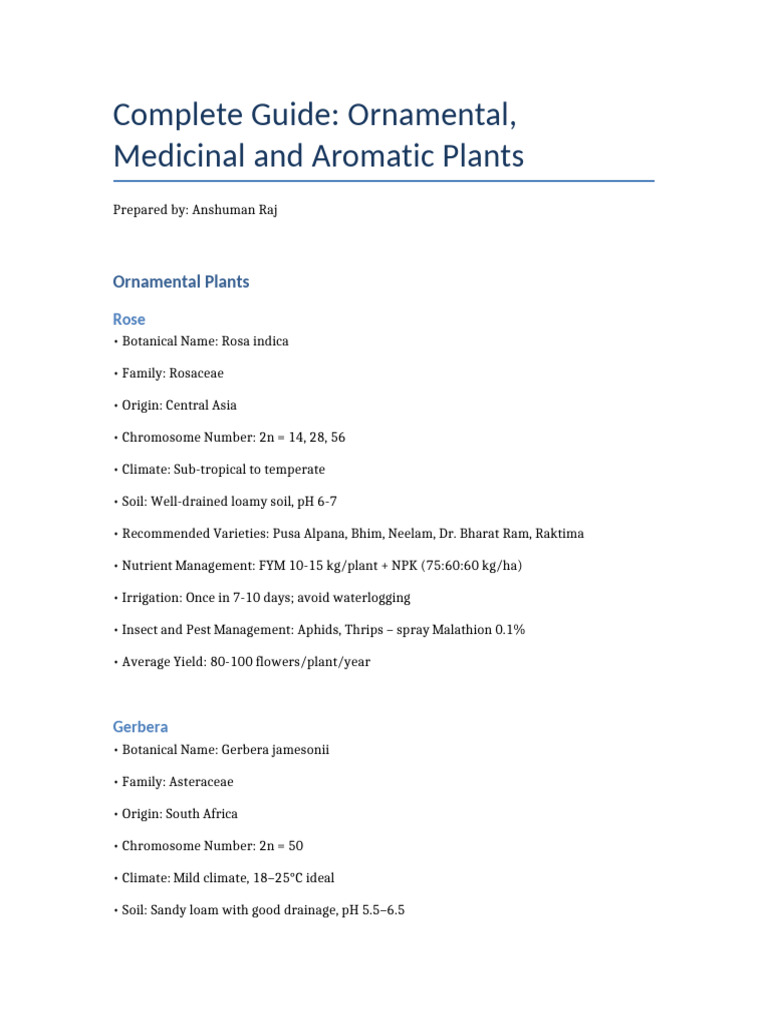 Complete Ornamental Medicinal Aromatic Plants | PDF | Mentha | Soil