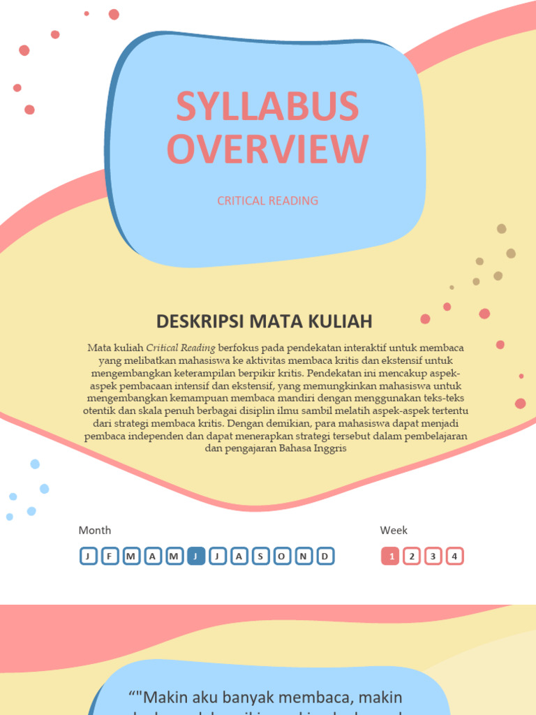 Syllabus Overview of Critical Reading | PDF | Writing