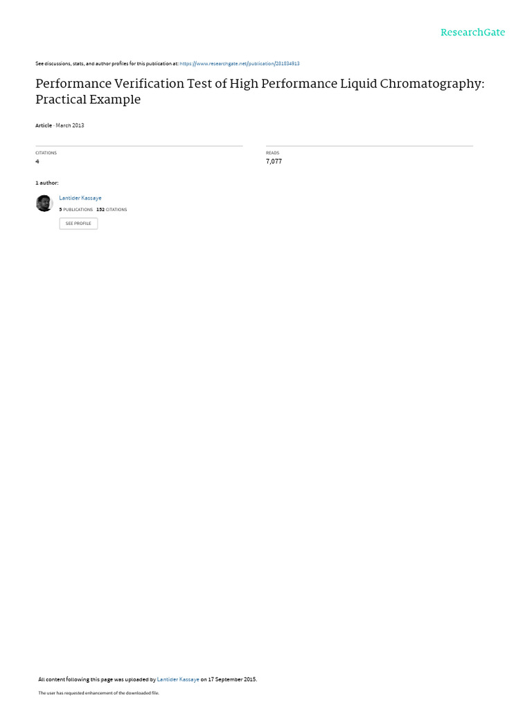 Performance Verification | PDF | High Performance Liquid Chromatography ...