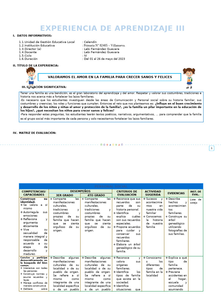 Experiencia de Aprendizaje III | PDF | Sustracción | Comunicación