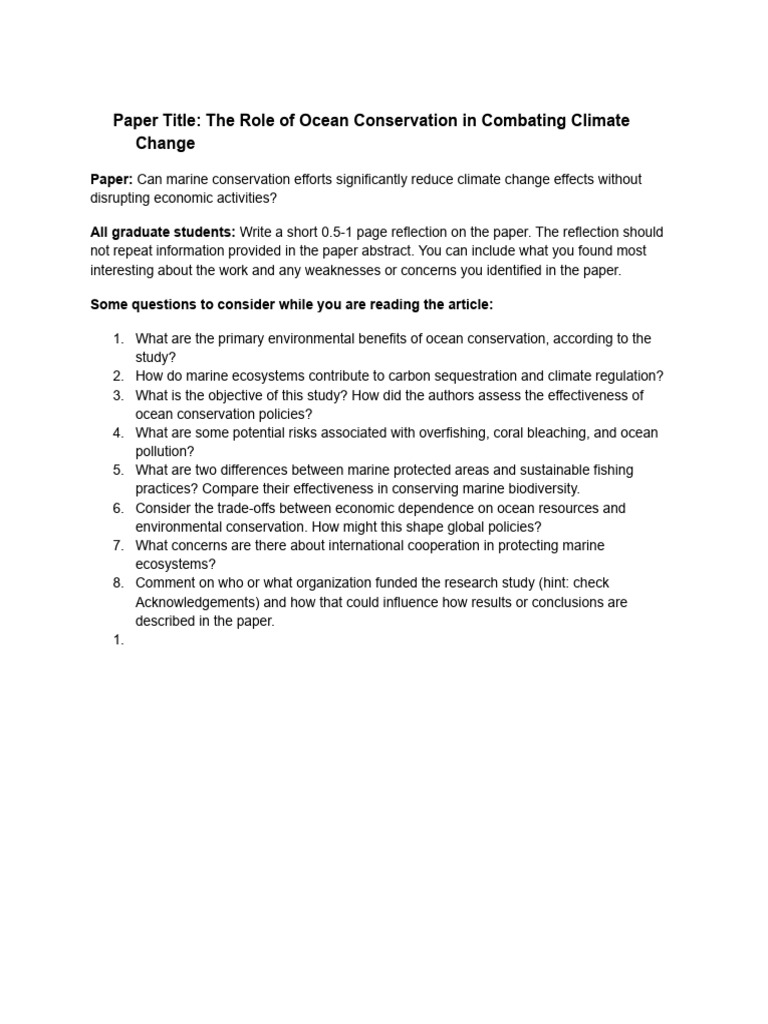 Paper Title - The Role of Ocean Conservation in Combating Climate ...