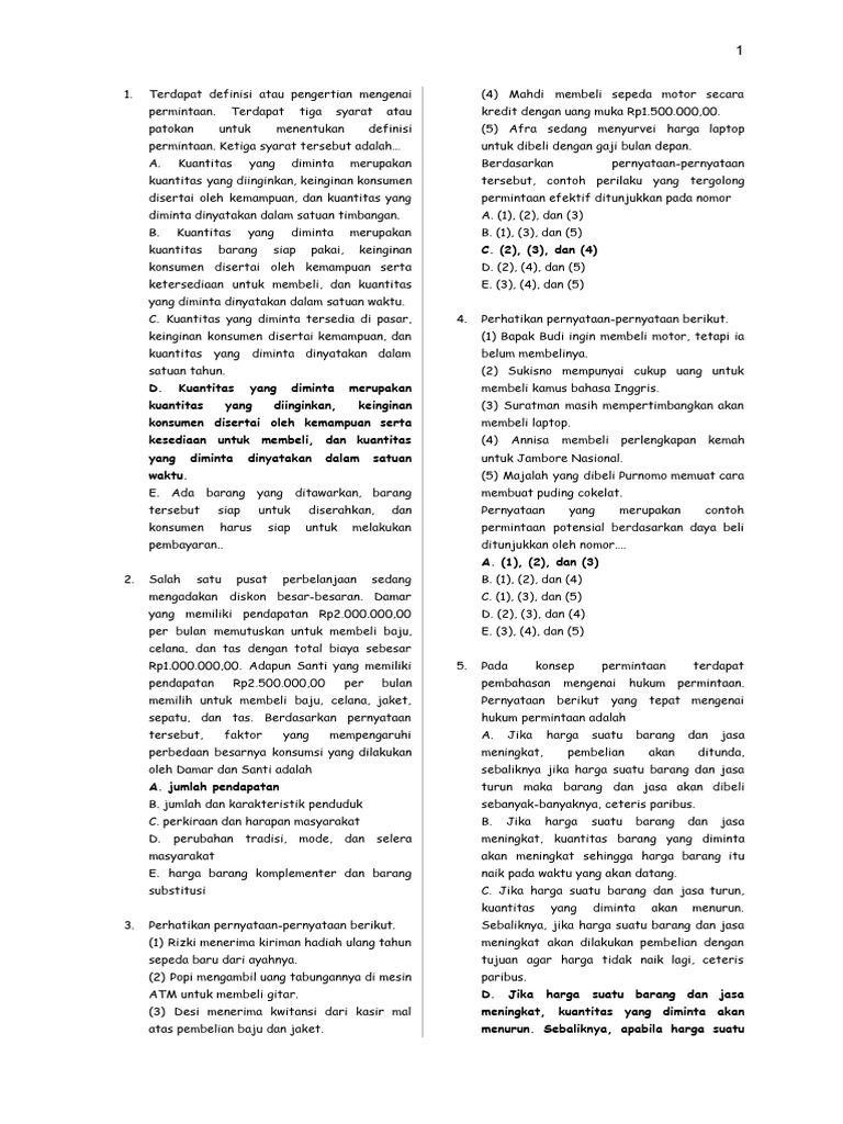 Definisi dan Faktor Permintaan Ekonomi | PDF