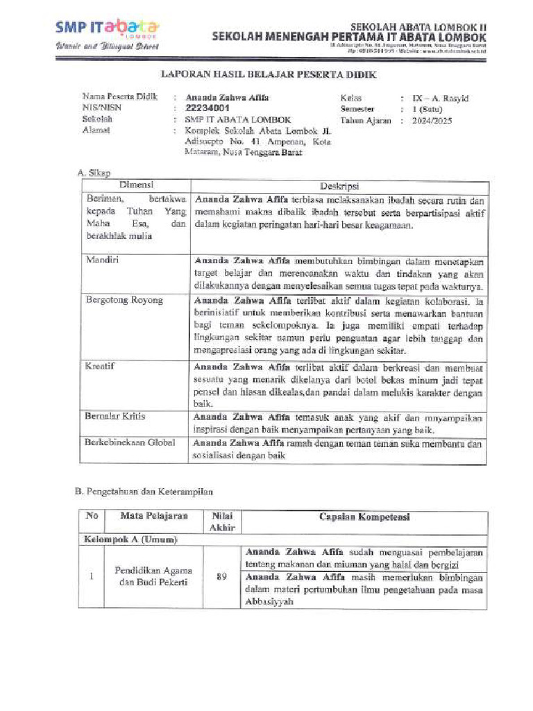Semester 1 Kelas 9 - Compressed | PDF