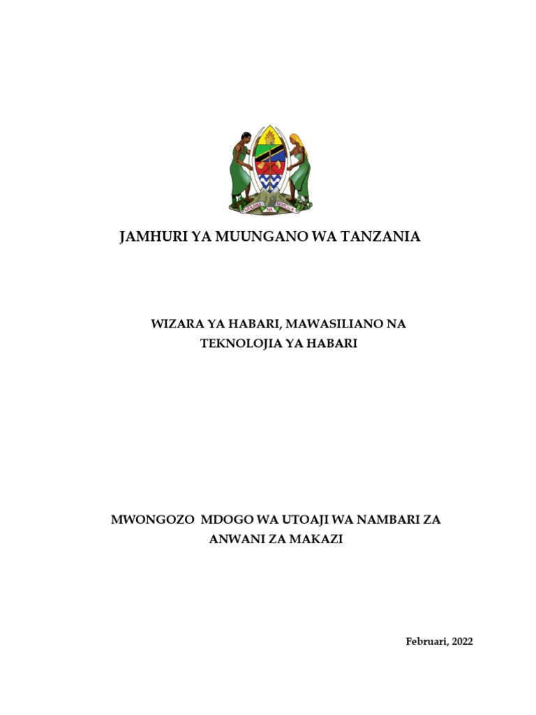 Mwongozo Wa Utoaji Nambari Za Anwani | PDF