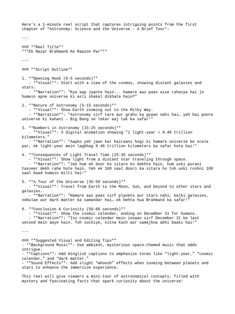 Here's A 1-Minute Reel Script That | PDF