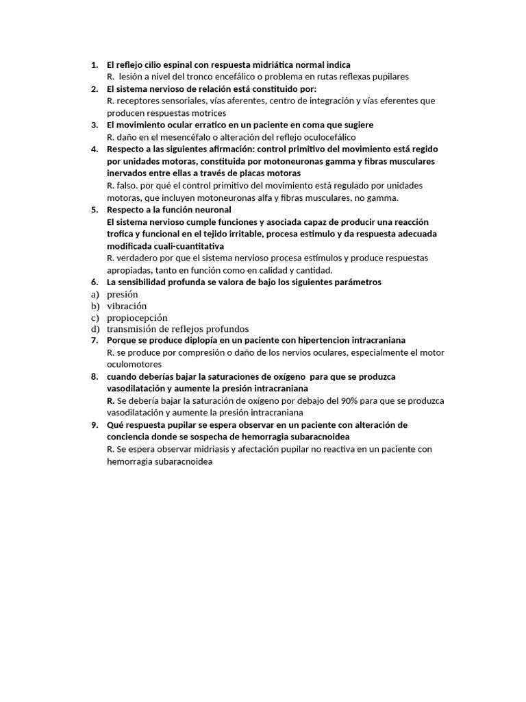 Examen Neuro 1 P | PDF