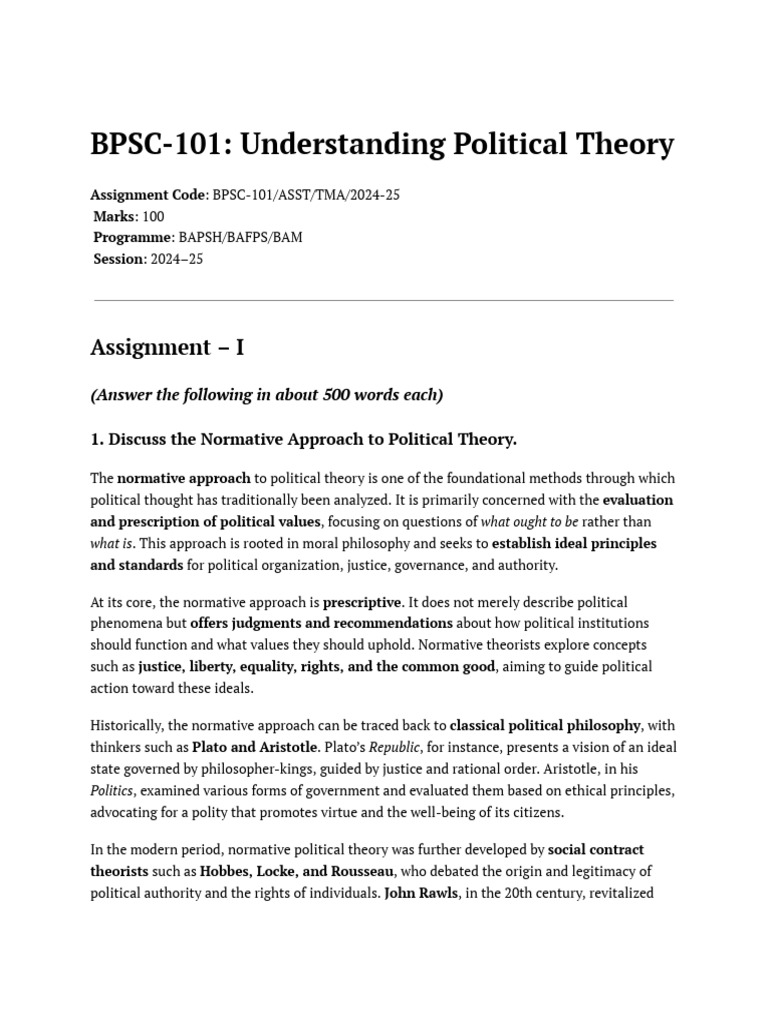 Normative Political Theory Explained | PDF | Liberalism | Feminism