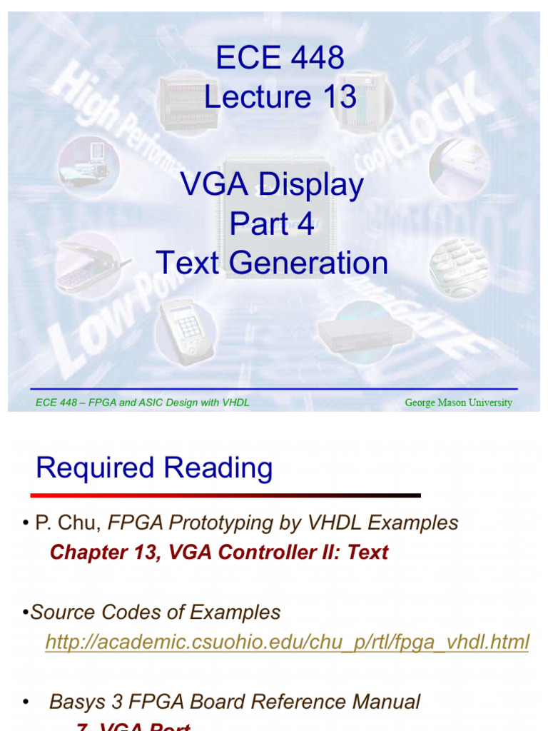 ECE448 Lecture13 VGA 4 | PDF | Vhdl | Field Programmable Gate Array