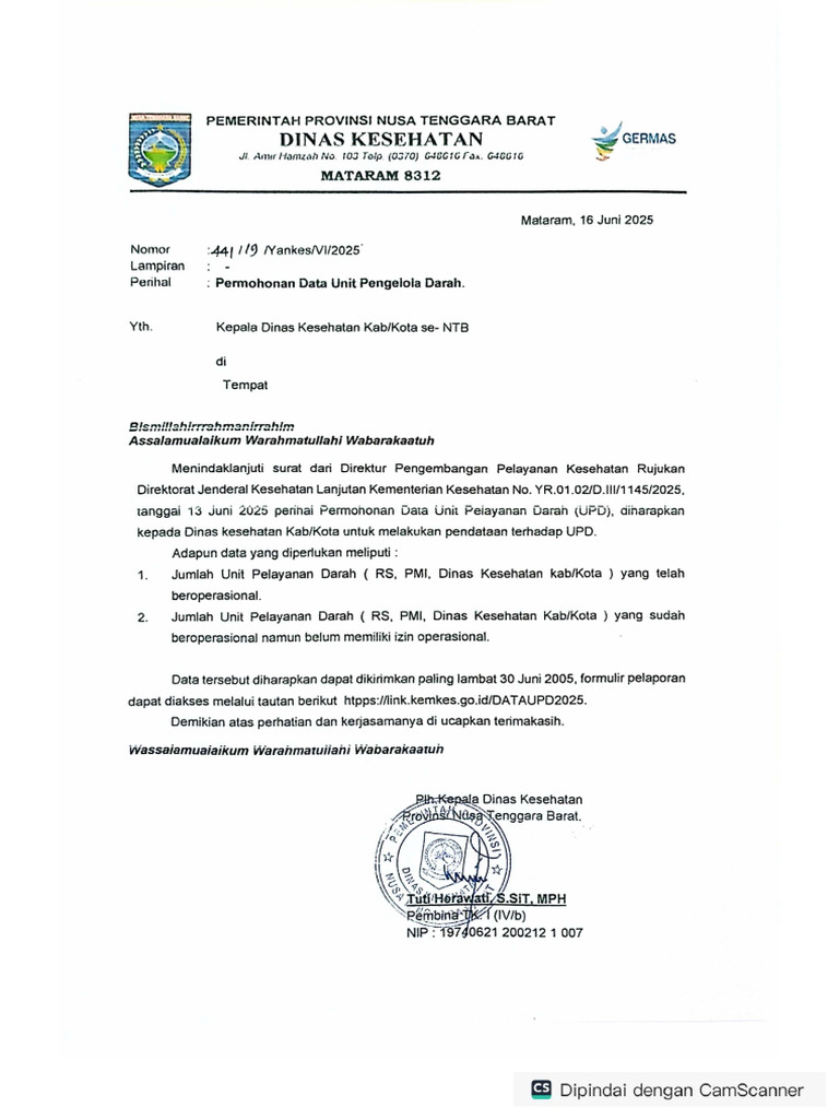 Su Rat Permintaan Data UPD | PDF