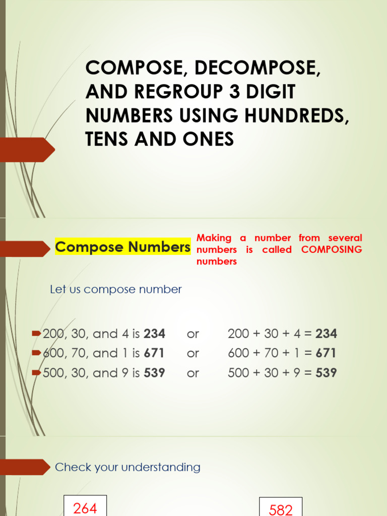 Compose, Decompose, and Regroup 3 Digit (P-Three) | PDF