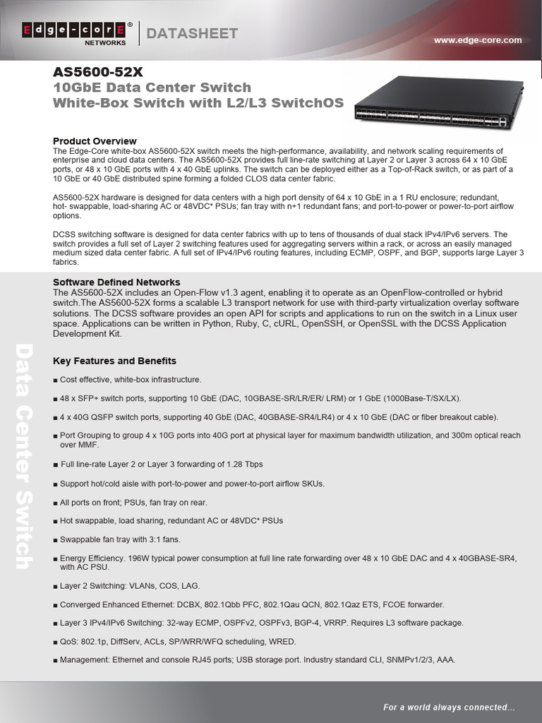 AS5600-52X 10GbE Data Center Switch | PDF | Computer Science ...