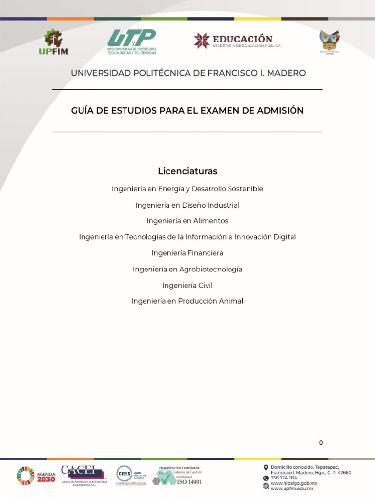 Guia de Examen UPFIM 2025 | PDF