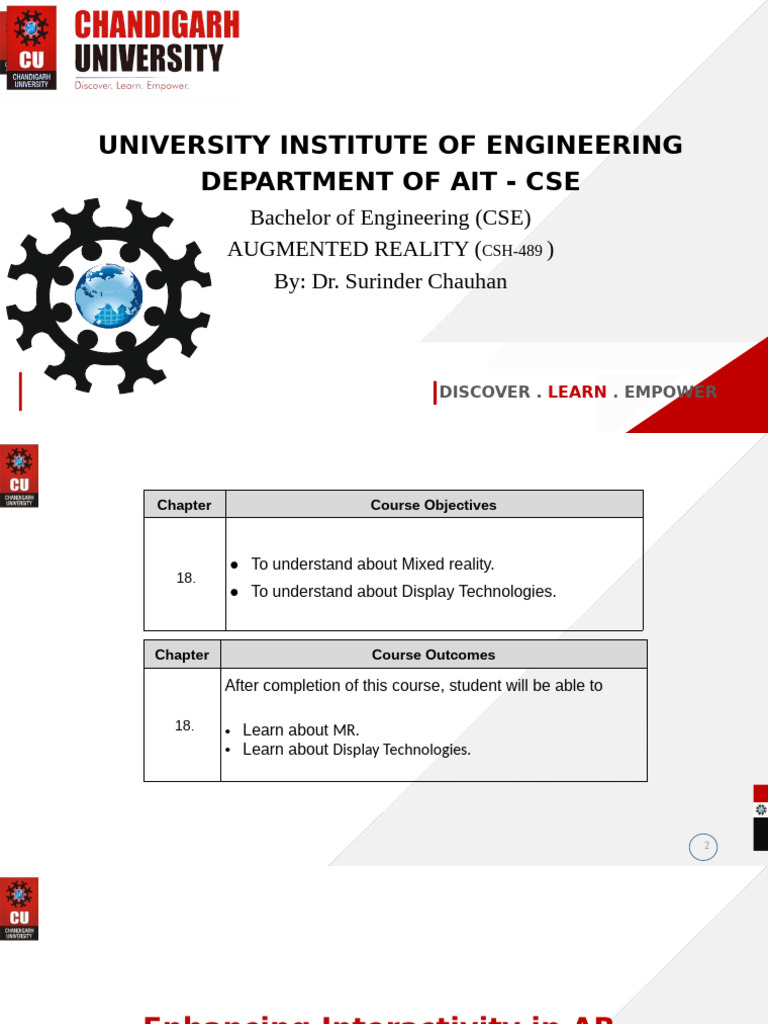 VR Unit-3 Lecture-42 - Enhancing Interactivity in AR | PDF