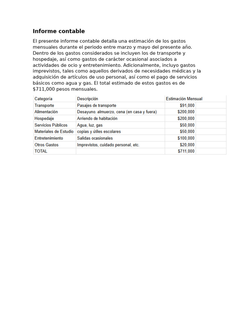 Informe Contable | PDF