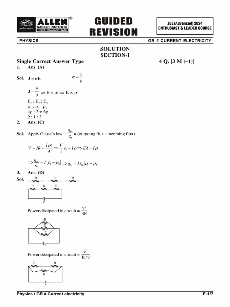 18 GR Current Electricity Solution | PDF