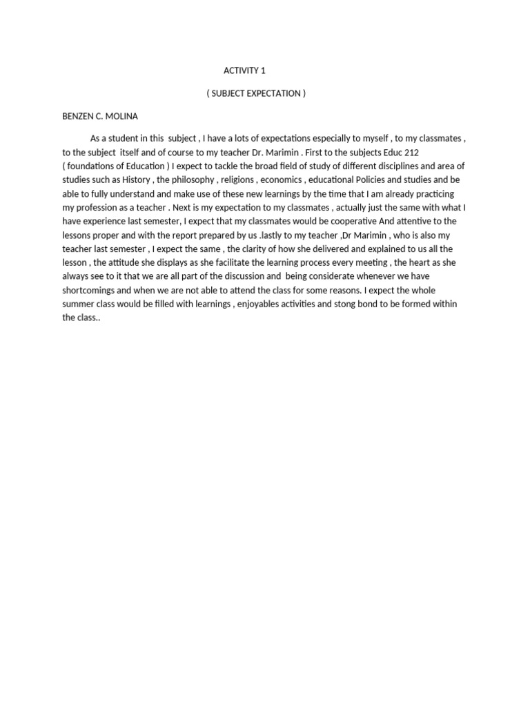 Subject Expectation | PDF