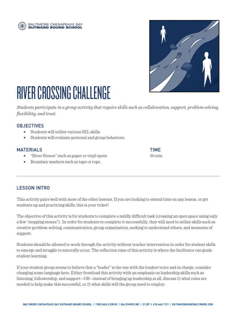 River Crossing Team Building Activity | PDF | Leadership | Learning