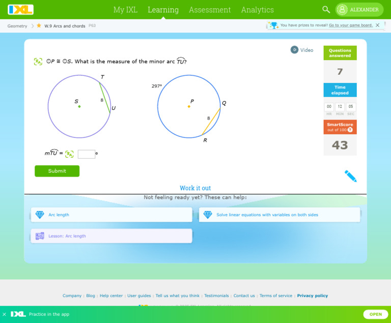 IXL - Arcs and Chords (Geometry Practice) | PDF | Mathematics ...