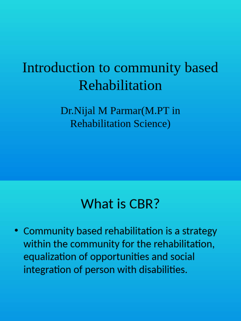 Understanding Community-Based Rehabilitation | PDF | Disability | Non ...