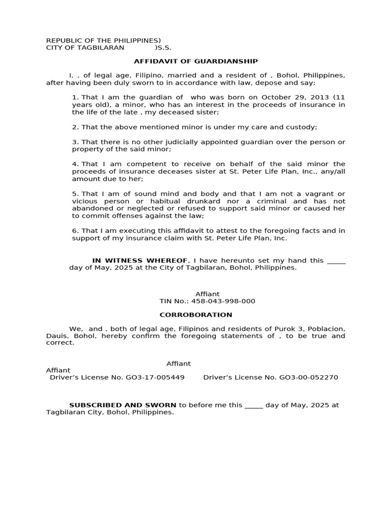 Affidavit of Guardianship | PDF