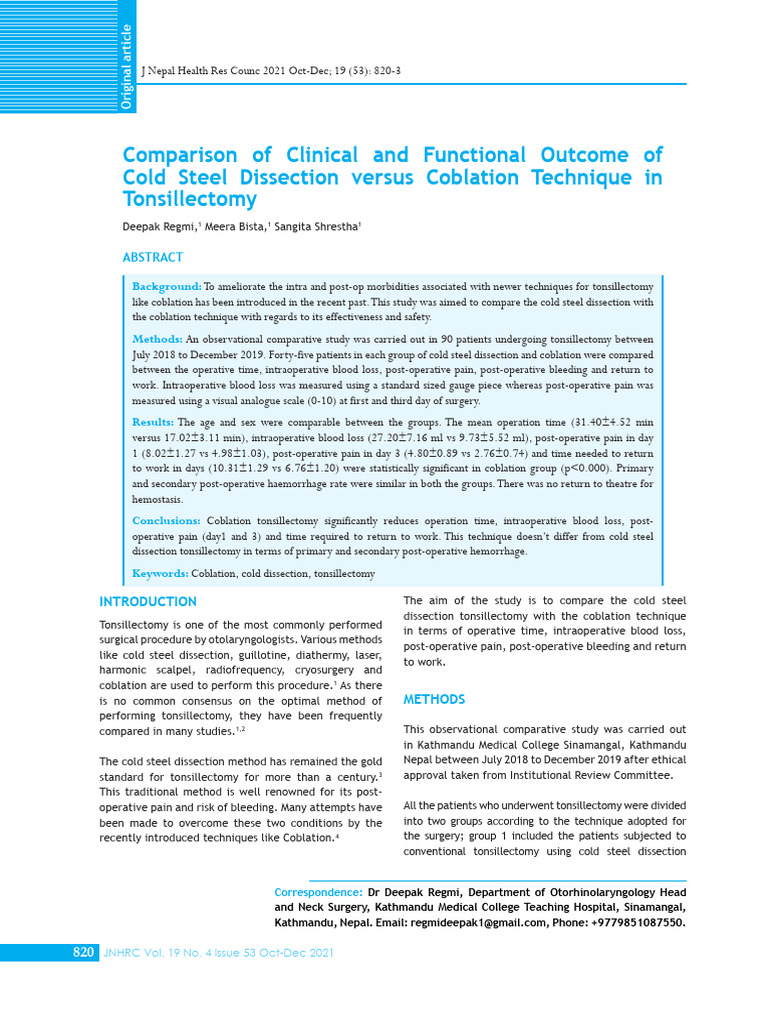 Regmi, Bista, Shrestha - 2021 - Comparison of Clinical and Functional ...