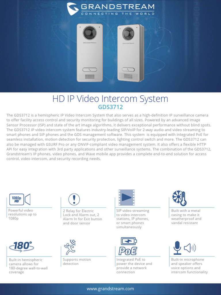 Datasheet GDS3712 English | PDF | Session Initiation Protocol | Voice Over Ip