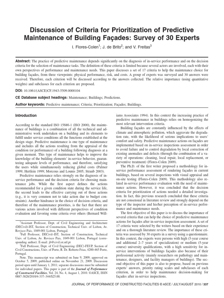Flores Colen2010 | PDF | Risk | Reliability Engineering