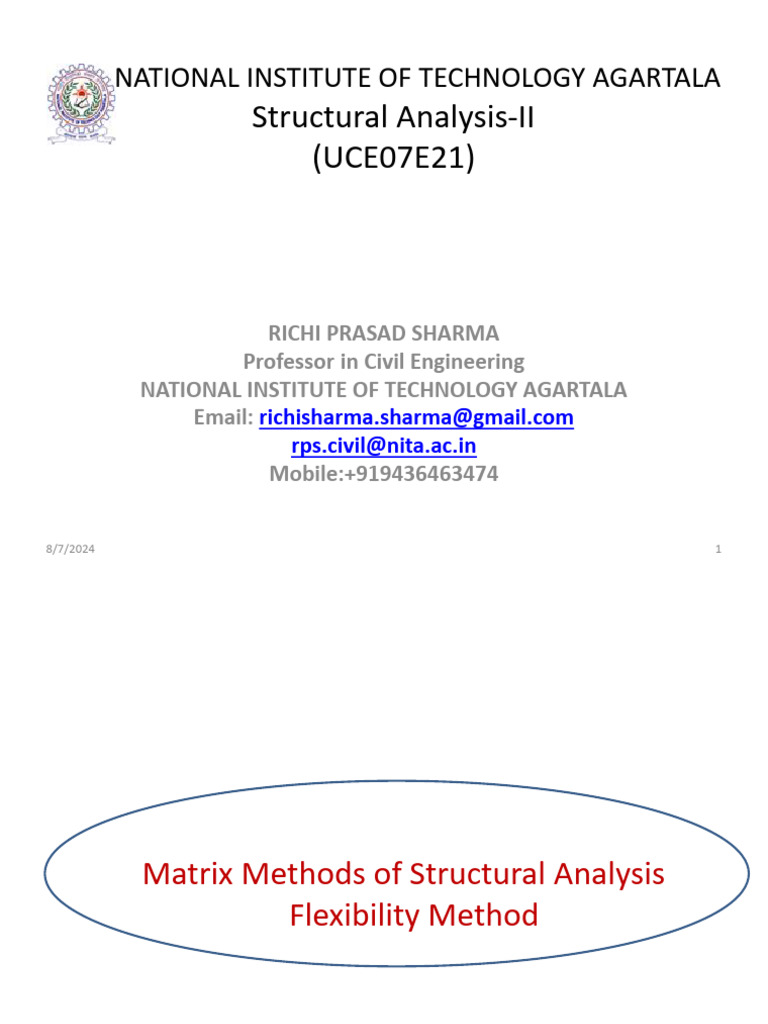 Lecture 3 Matrix Method of Structural Analysis - Flexibility Method | PDF | Structural Analysis ...