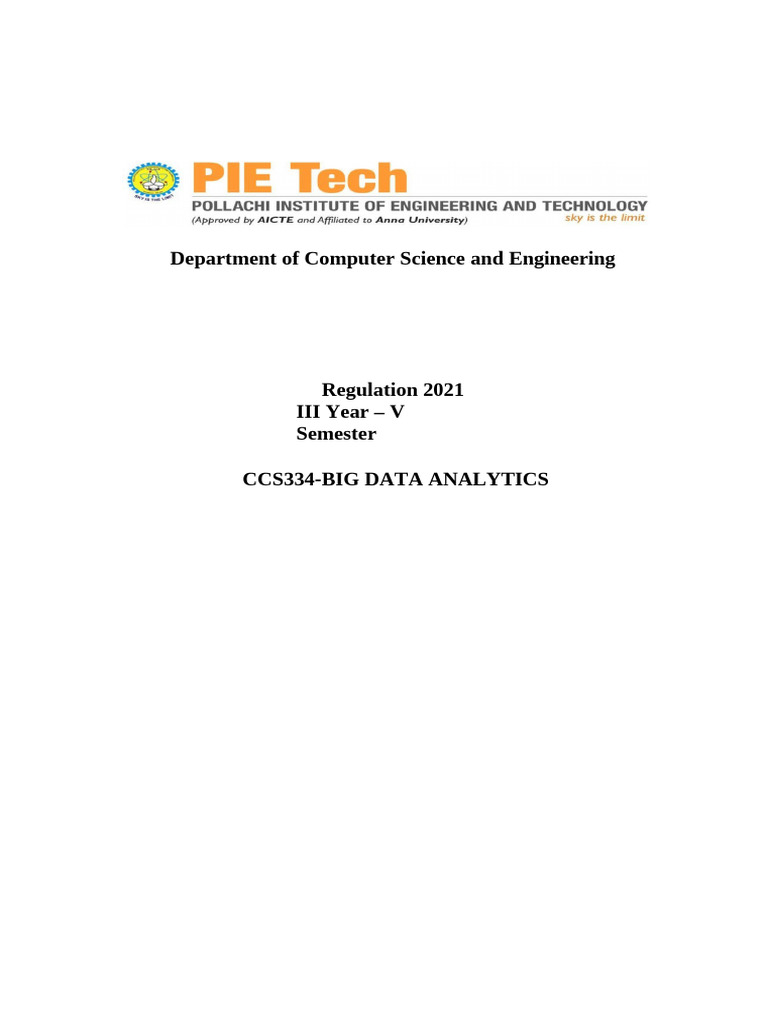 Ccs334 Big Data Analytics - 2 | PDF | Apache Hadoop | Analytics