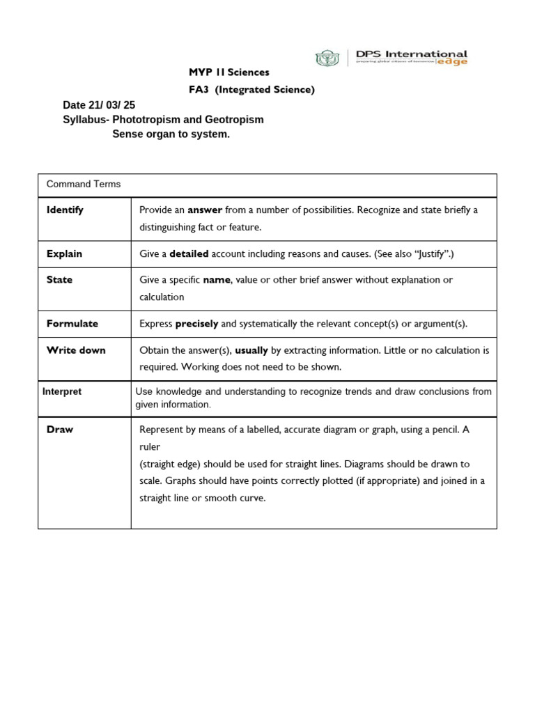 MYP 2 Formative Assessment 3 TERM 2 | PDF | Science | Prediction