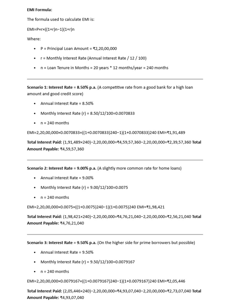 EMI Calculation for Home Loans | PDF